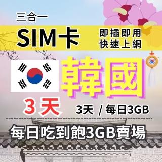 【CPMAX】韓國旅遊上網 3天每日3GB 高速流量 SKT/KT電信(韓國上網 SIM25)