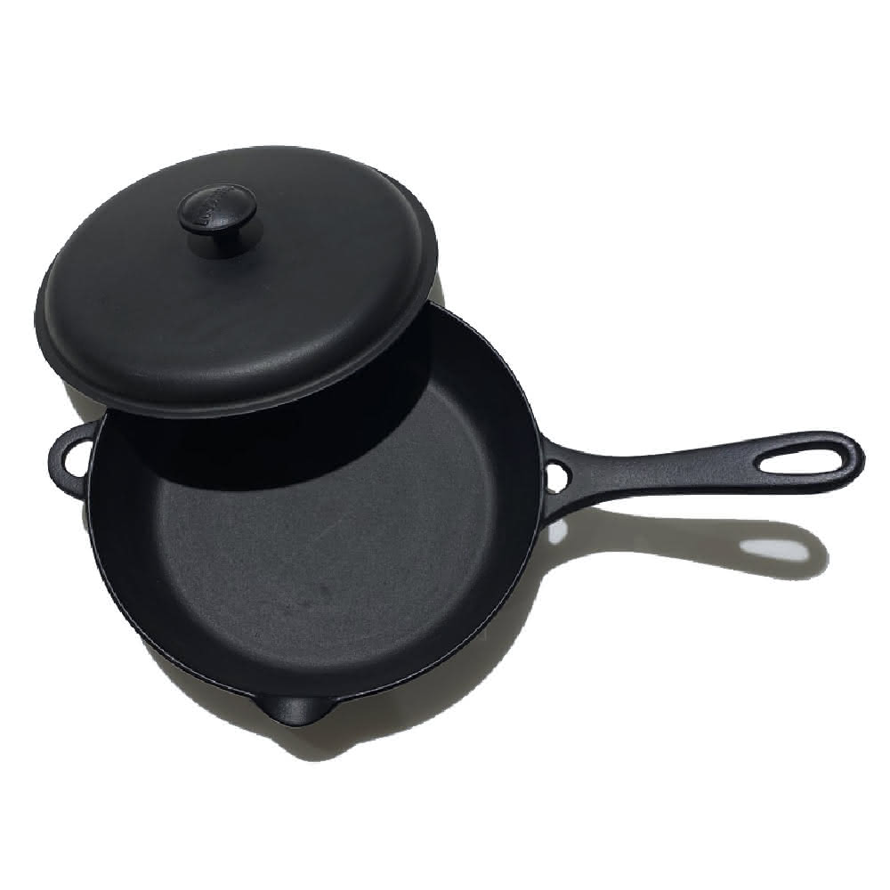 【IWACHU 岩鑄】日本製 24cm 鑄鐵平底鍋｜南部鐵器｜片手鍋(IH爐適用附鑄鐵鍋蓋#24112)