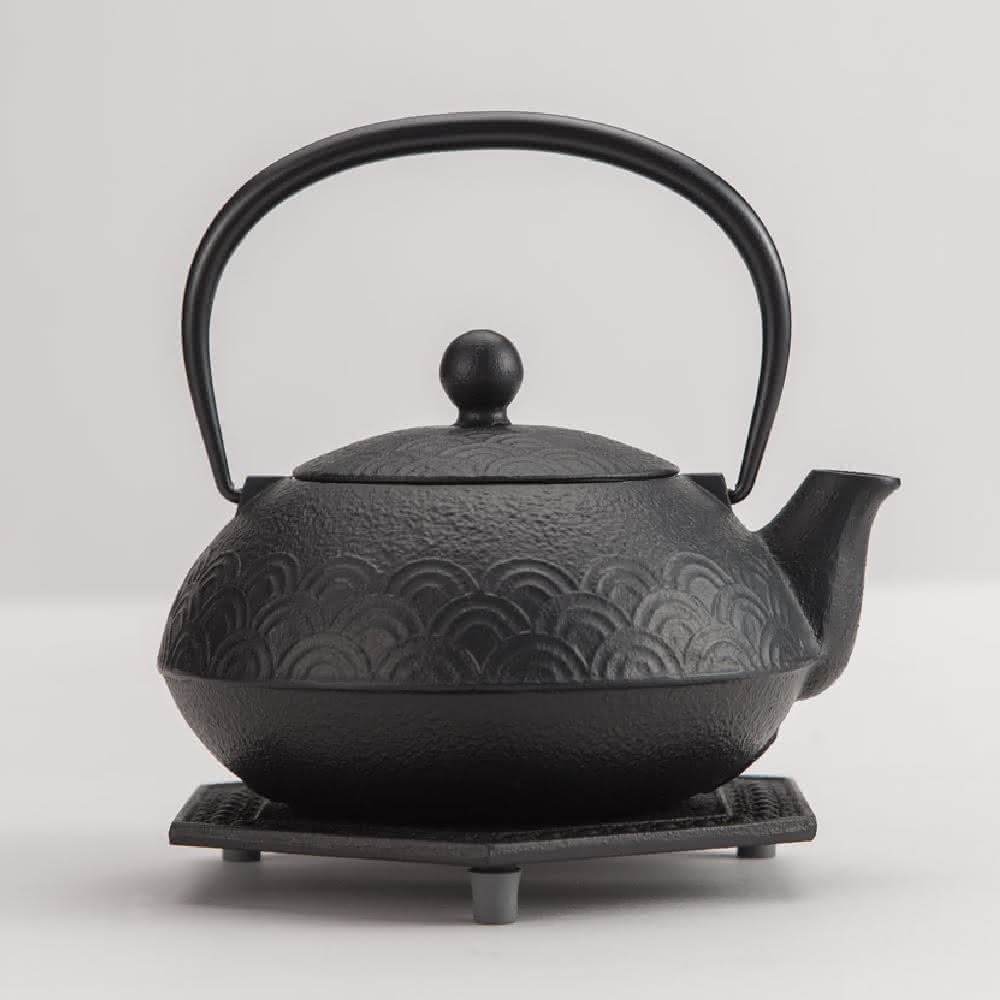 【IWACHU 岩鑄】0.65L 5型 青海波鑄鐵壺｜鐵瓶兼用急須(日本南部鐵器 59002)
