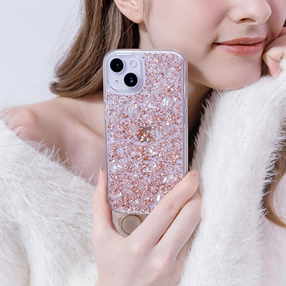 【Dearcase】玫瑰金貝拉殼 - iPhone 15/14/13/Pro/Max 防摔手機殼(iPhone 15 軍規防摔 金箔手機殼)
