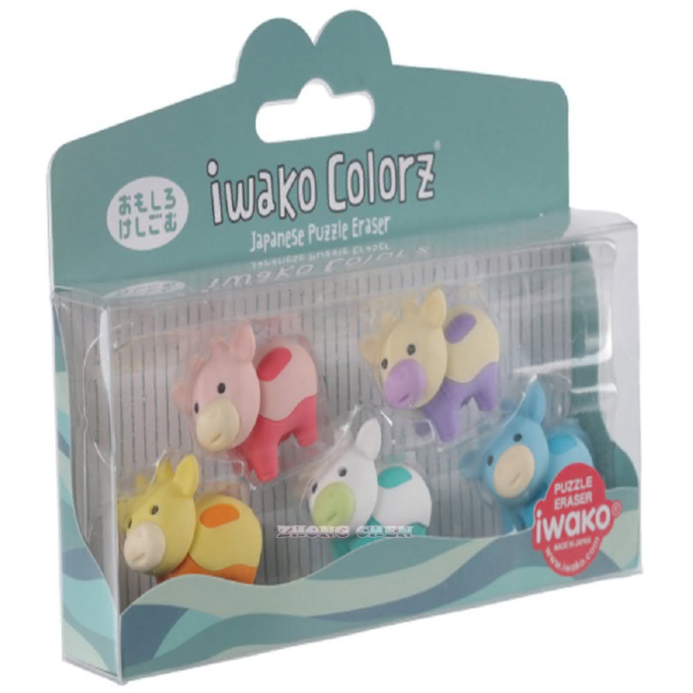 【中臣】日本IWAKO造型橡皮擦 -彩色系列 IWAKO COLORZ-乳牛 盒裝 ER-GLB004