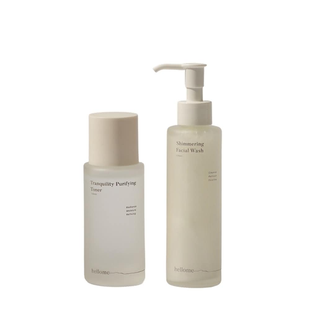 【hellome】咕溜光澤肌組(醒顏柔光潔顏乳 120ml＆晨曦粉刺調理水 100ml)
