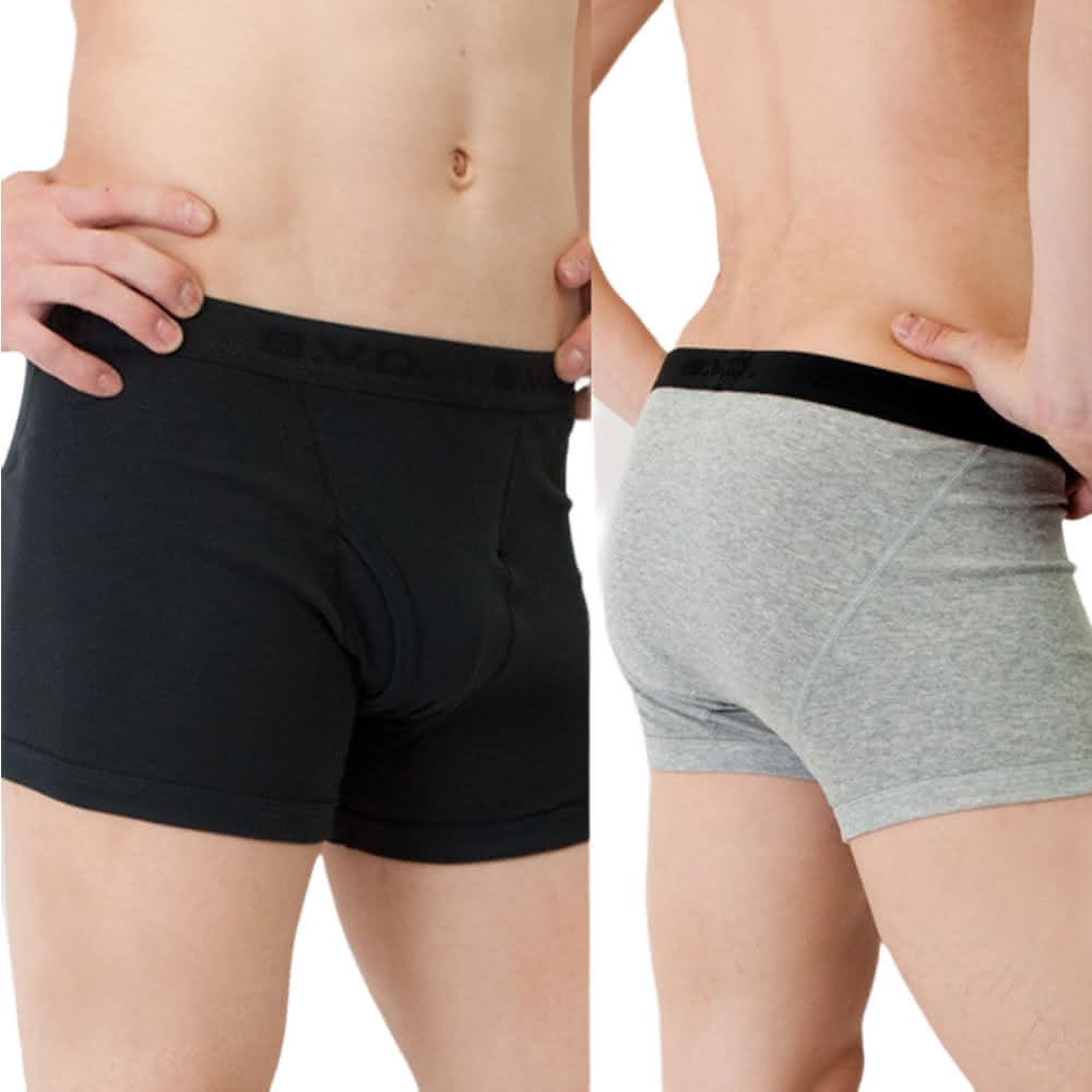 【BVD】100% 純棉男彩色平口褲(灰/藏青/黑 色 5件組)