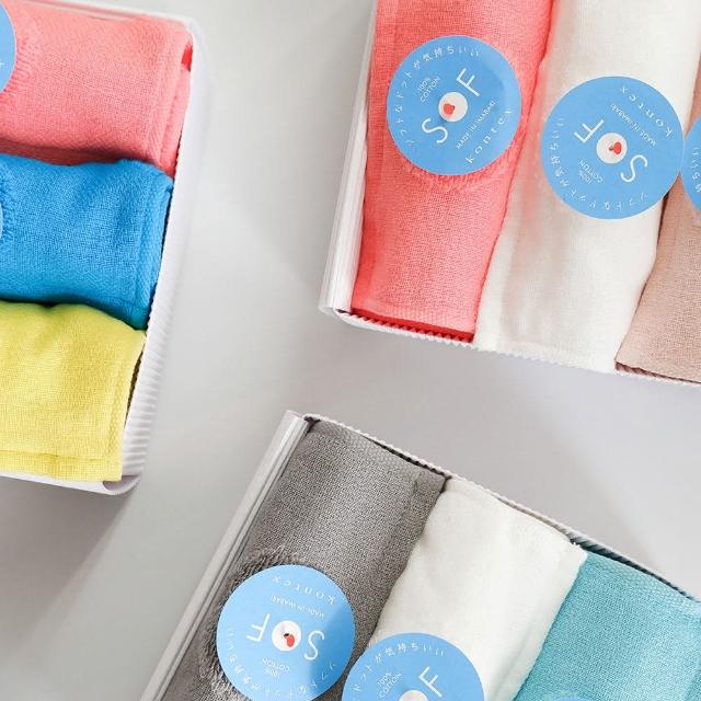 【KONTEX】日本今治認證SOF點點毛巾3件組禮盒(日本製、今治認證、柔軟)