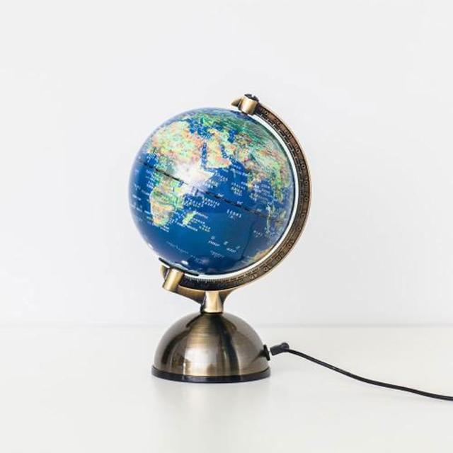 【WUZ 屋子】SkyGlobe 5吋亮面衛星原貌金屬底座地球儀(附燈/中文版)