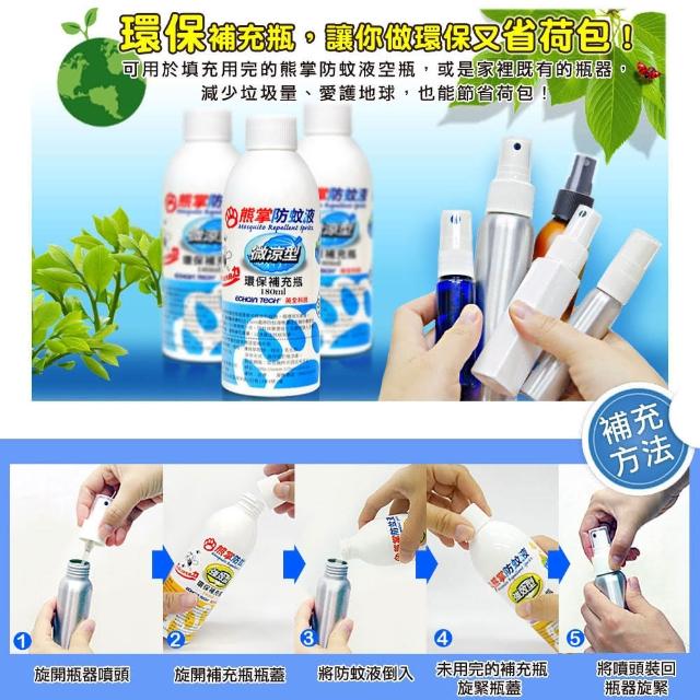 【Echain Tech】熊掌防蚊液 微涼型補充瓶 防蚊液 PMD配方 小黑蚊防蚊液(微涼型 180ml)