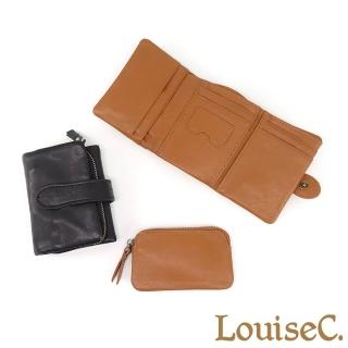 【LouiseC.】Tree House 真牛皮三折迷你釦式短夾-2色-可拆式零錢包設計(CC6220)