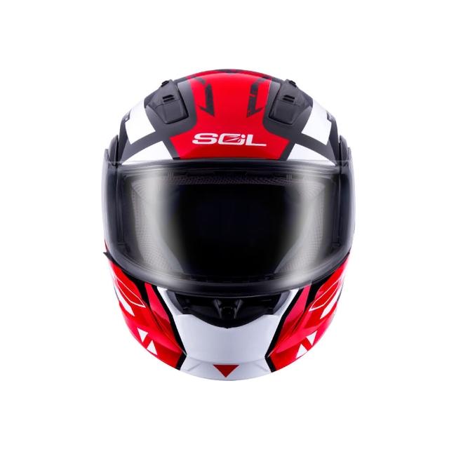 【SOL Helmets】SM-3可掀式安全帽 戰將_黑/紅白｜SOL安全帽官方商城(可樂帽｜汽水帽｜雙D扣｜鏡片快拆｜眼鏡溝)