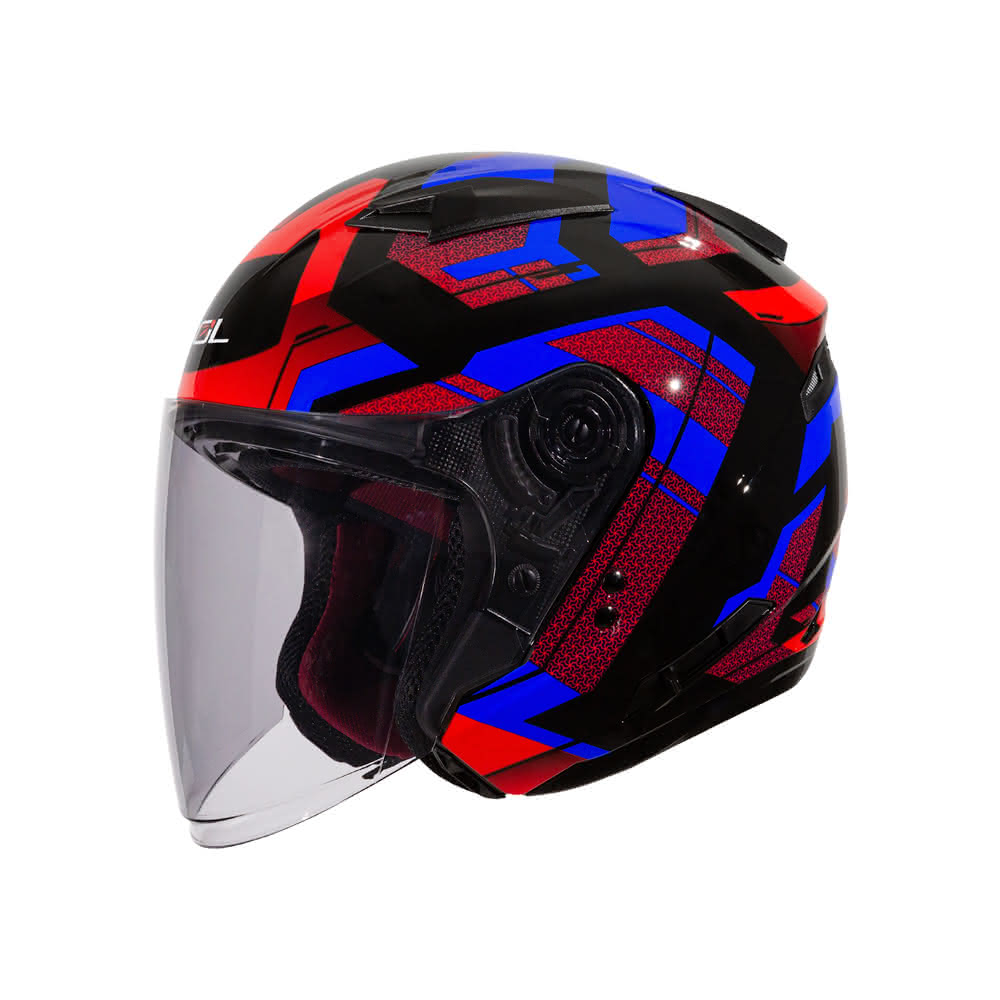 【SOL Helmets】SO-7E開放式安全帽 星幕_黑/藍紅｜SOL安全帽官方商城(3/4罩｜雙D扣｜內墨片｜加長鏡片｜眼鏡溝)