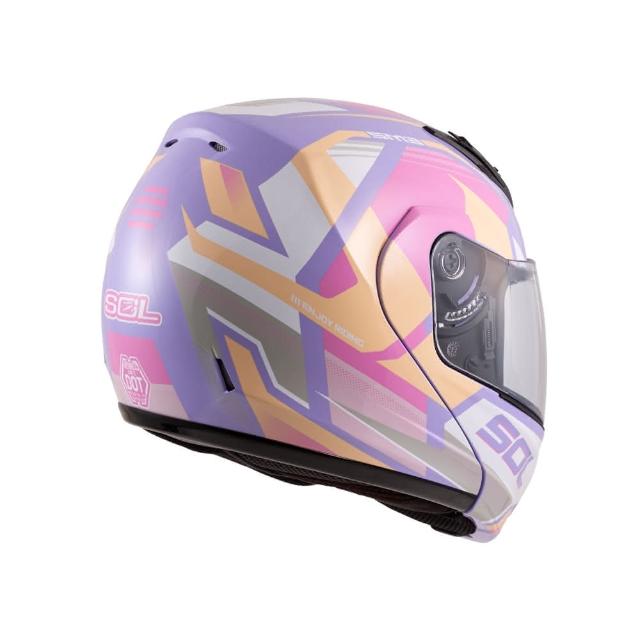 【SOL Helmets】SM-3可掀式安全帽 原子動力_紫/粉黃｜SOL安全帽官方商城(可樂帽｜汽水帽｜雙D扣｜鏡片快拆｜眼鏡溝) - momo購物 - 2024年09月