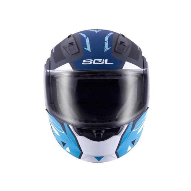 【SOL Helmets】SM-3可掀式安全帽 戰將_消光灰/藍黑｜SOL安全帽官方商城(可樂帽｜汽水帽｜雙D扣｜鏡片快拆｜眼鏡溝)