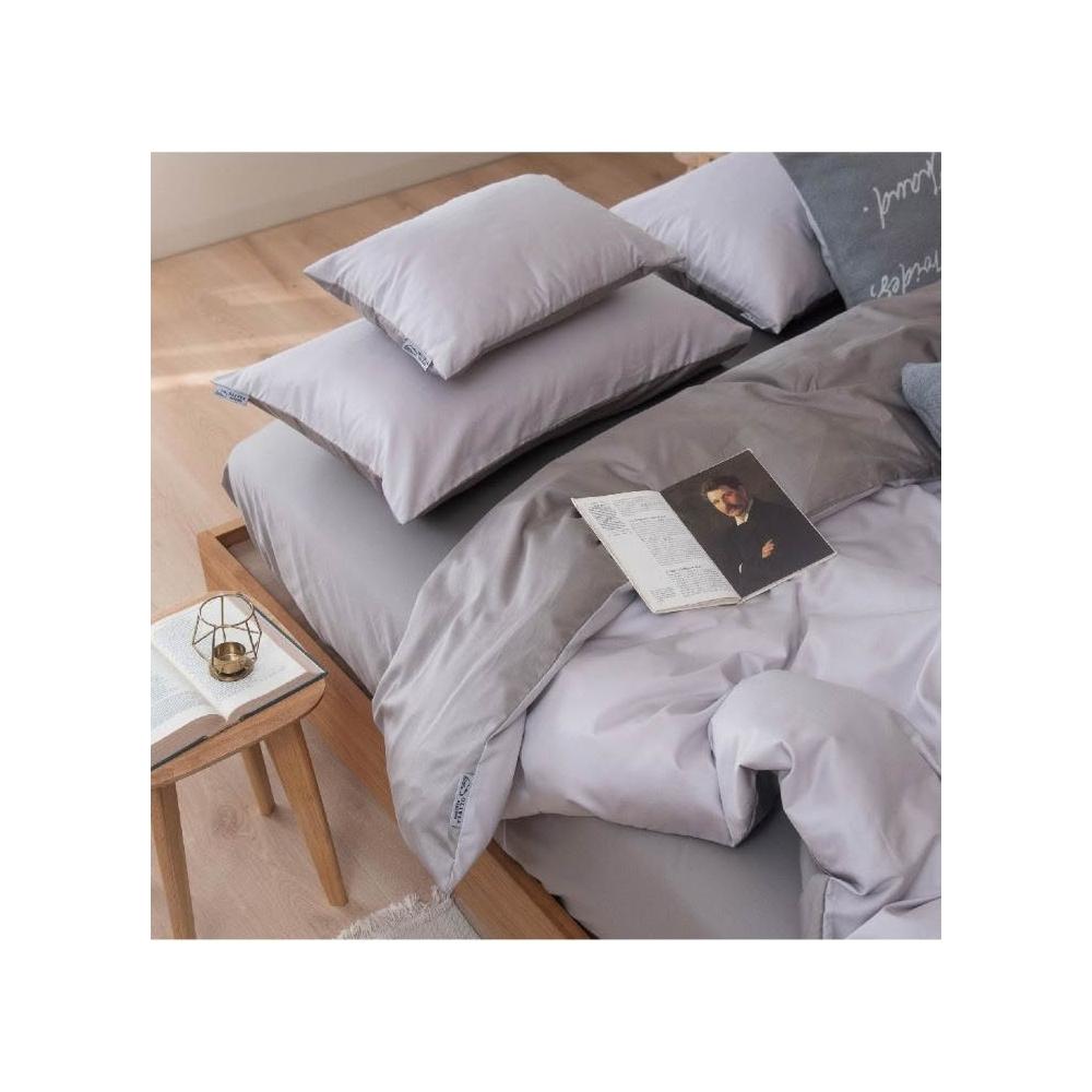 【OLIVIA 寢具】OLIVIA BASIC8銀灰x合金灰 300織長絨棉 標準雙人床包枕套組 台灣製(300織長絨棉)