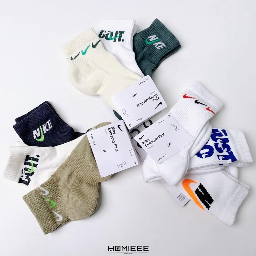 【NIKE 耐吉】Homieee Nike Everyday Plus 長襪 中筒襪 襪子 LOGO 字母 白色 卡其灰黑 DH3822 ...