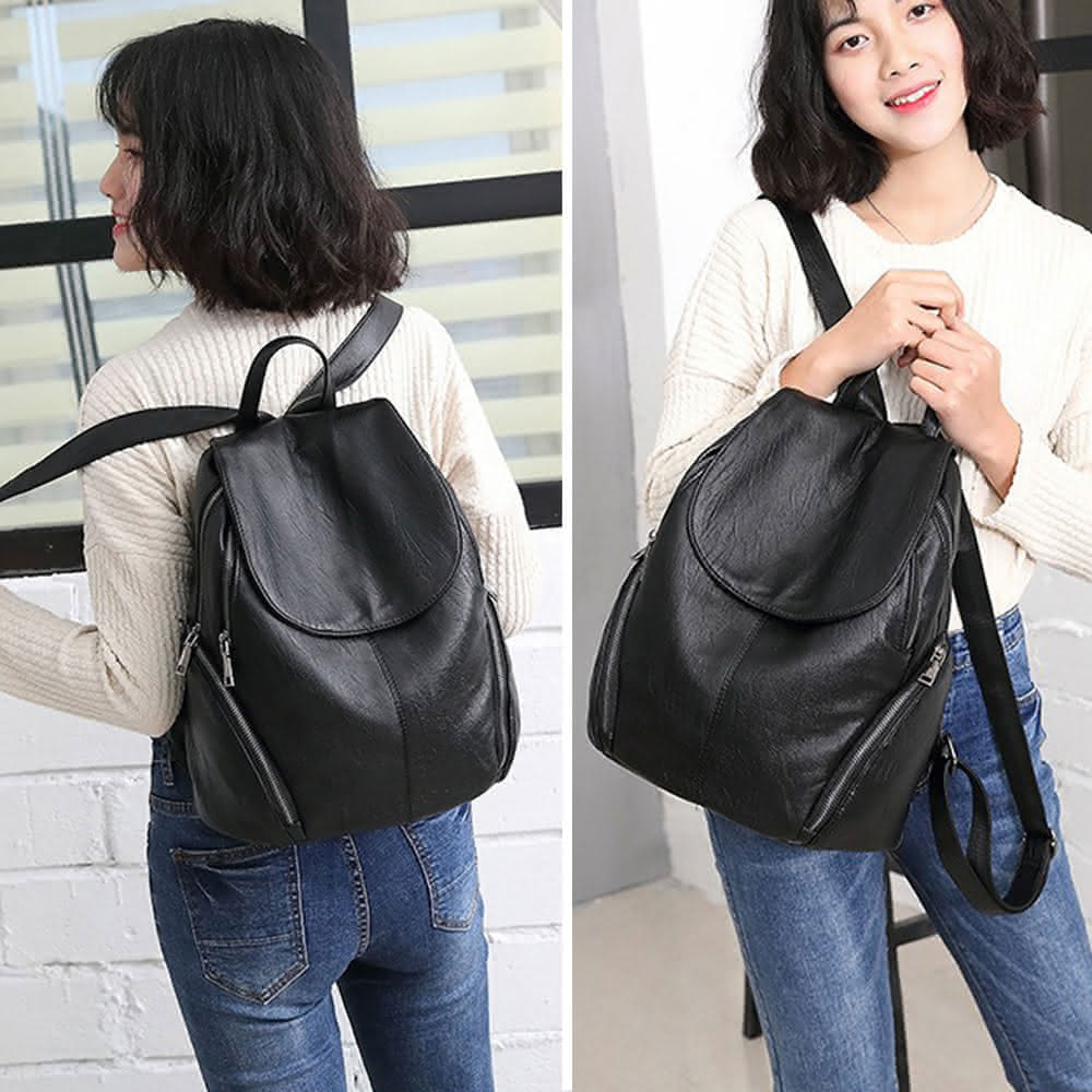 【MoonDy】後背包 包包女 小背包 媽媽包 大容量包包 大學生背包 歐美包包 韓國包包 黑色包包 真皮包包