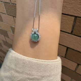 【Paiya 派亞】藍水翡翠蝴蝶結花花吊墜S925銀配件DIY項鏈配飾(交換禮物/送禮)