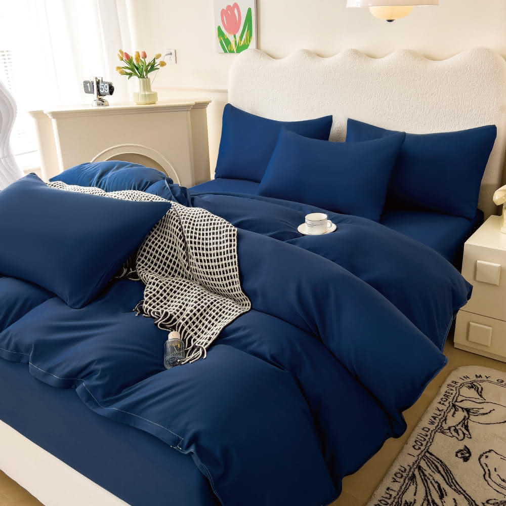 【Yatin 亞汀】台灣製高質感 TENCELx3M吸濕排汗 素色天絲床包枕套組 洛克藍(單人/雙人/加大 均價)