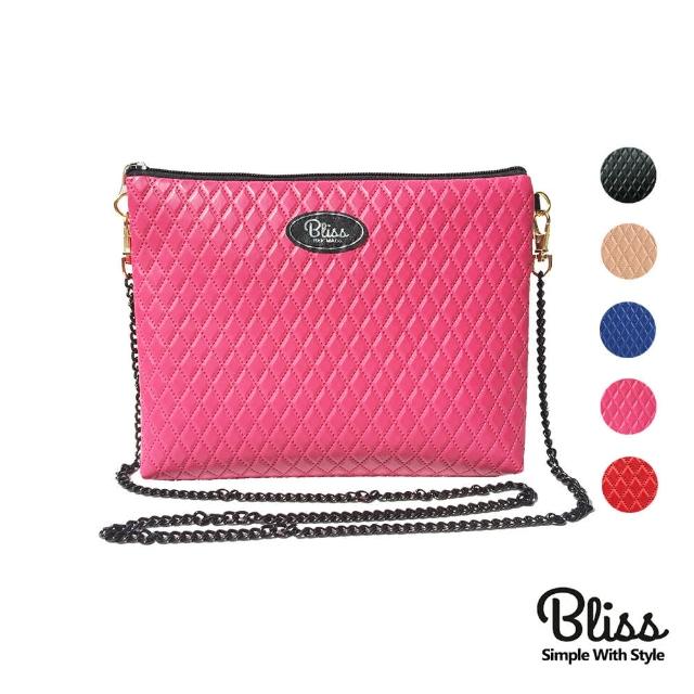 【Bliss BKK】BKK包 菱格紋系列 黑/粉橘/藍/桃紅/緋紅(可肩背 可手拿 4款背帶可選)