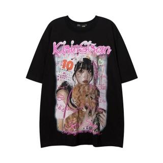 【KTR】KIRIN STRANGE 日系美少女 二次元 潮流短T(落肩 寬鬆 短袖 上衣 復古 Y2K)