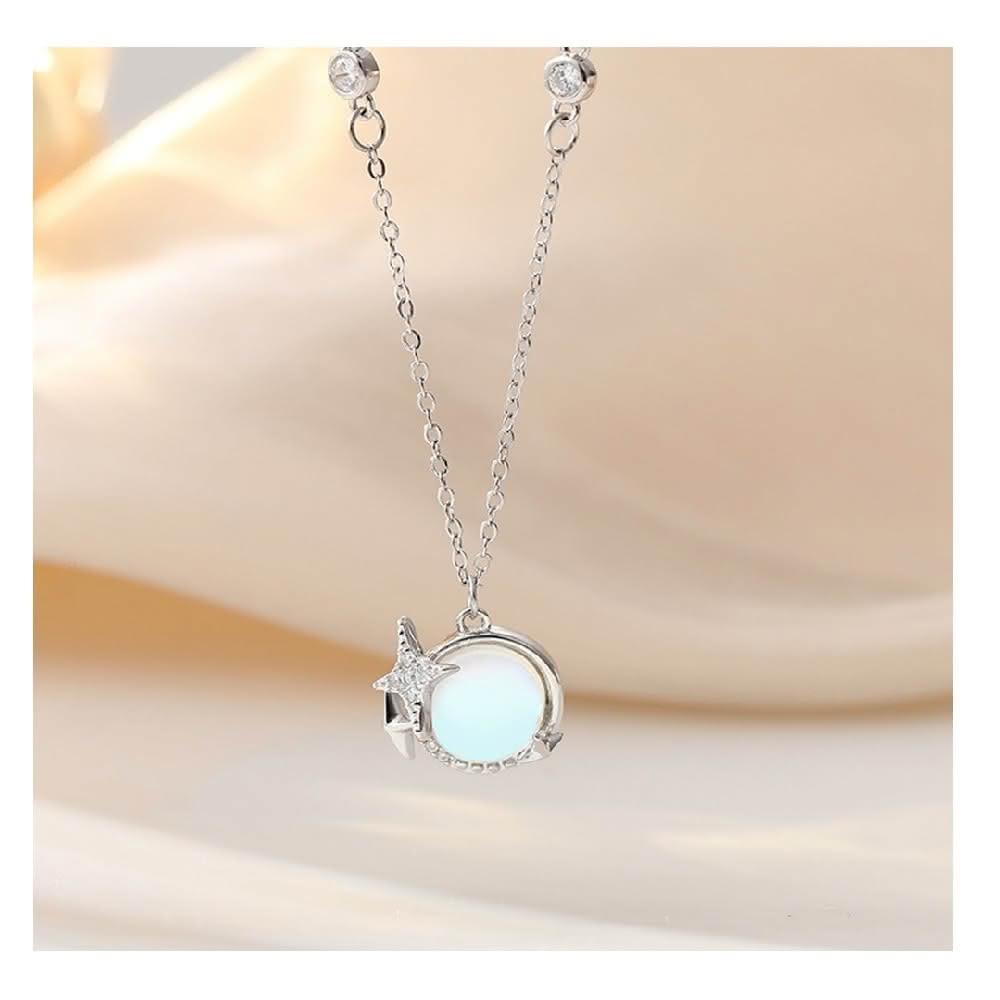 【Porabella】新款S925純銀星辰吊墜項鍊 鋯石項鍊 月光石項鍊 輕奢小眾鎖骨鍊 人魚的眼淚 Necklace