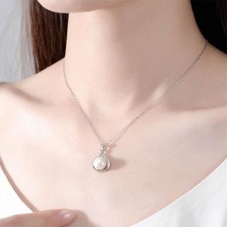 【KEDDY】S925純銀項鍊-女生項鍊-珍珠項鍊女-鎖骨項鍊--天然珍珠項鍊-抗過敏項鍊--一週年禮物-情人節禮物