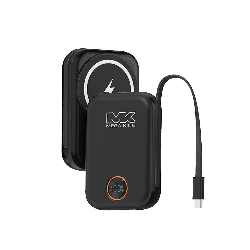 MEGA KING 10000 無線充電磁吸帶線行動電源 黑 隨身充 無線充電 充電寶(隨身充、無線充電、行動電源)