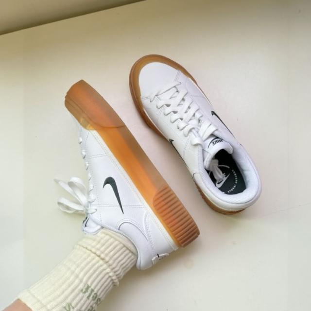【NIKE 耐吉】NIKE COURT LEGACY LIFT 鬆糕鞋 厚底 焦糖底 皮革 全白 FV5526-100 女鞋