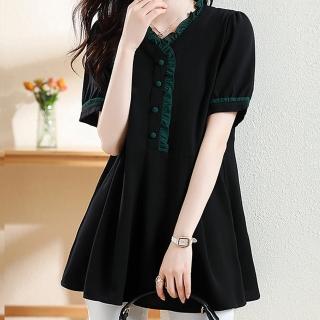 【麗質達人】8008黑色假二件上衣LY(L-5XL) - momo購物 - 2024年09月