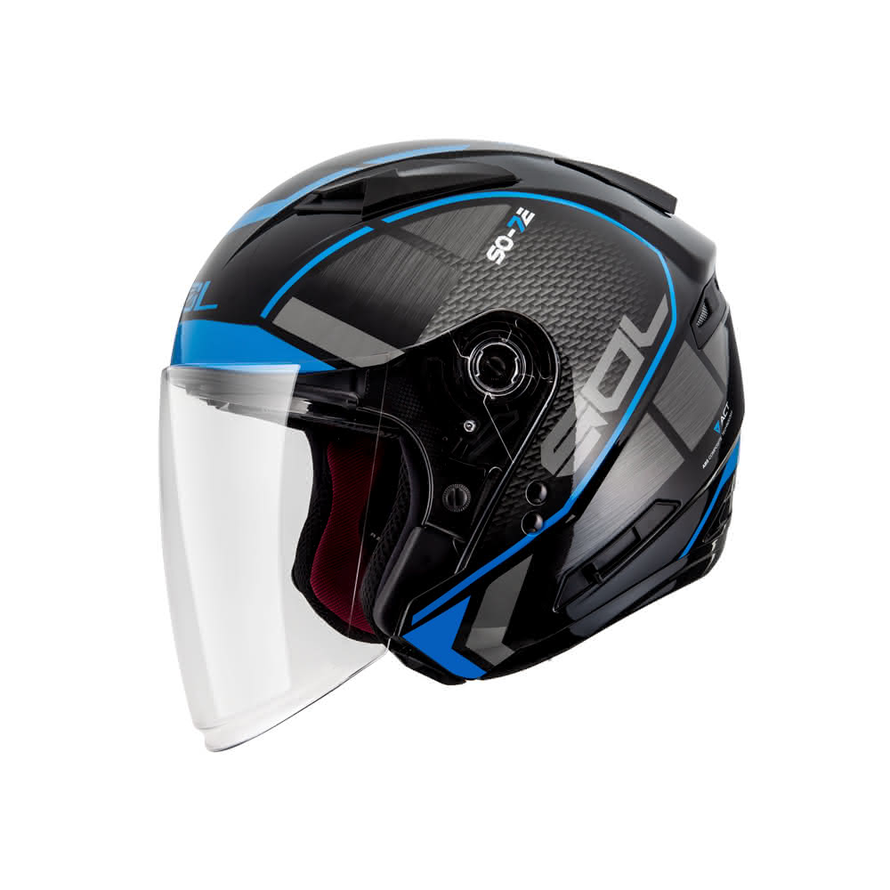 【SOL Helmets】SO-7E開放式安全帽 幻影_黑/藍｜SOL安全帽官方商城(3/4罩｜雙D扣｜內墨片｜加長鏡片｜眼鏡溝)
