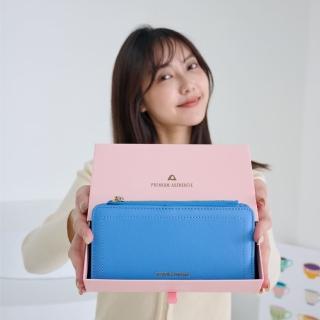 【Premium Authentic】PA．CREPE簡約真皮拉鍊長夾-海灣藍(PA 真皮 牛皮 長夾 皮夾 零錢包 錢包 手拿包)