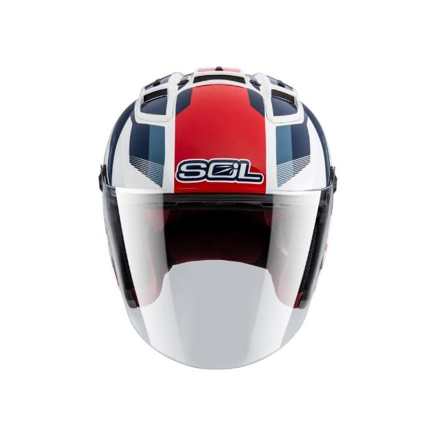 【SOL Helmets】27S開放式安全帽 星艦_白/藍紅｜SOL安全帽官方商城(3/4罩｜雙D扣｜LED燈｜五件可拆內襯)