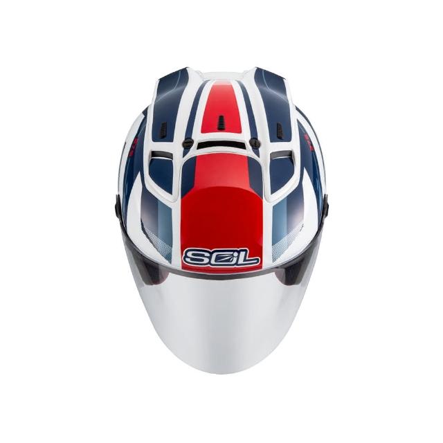 【SOL Helmets】27S開放式安全帽 星艦_白/藍紅｜SOL安全帽官方商城(3/4罩｜雙D扣｜LED燈｜五件可拆內襯)