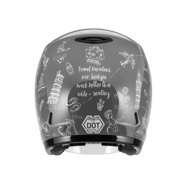 【SOL】27Y開放式安全帽 環遊世界_岩灰/白 ｜SOL安全帽官方商城(3/4罩｜雙D扣｜小頭圍｜女性)