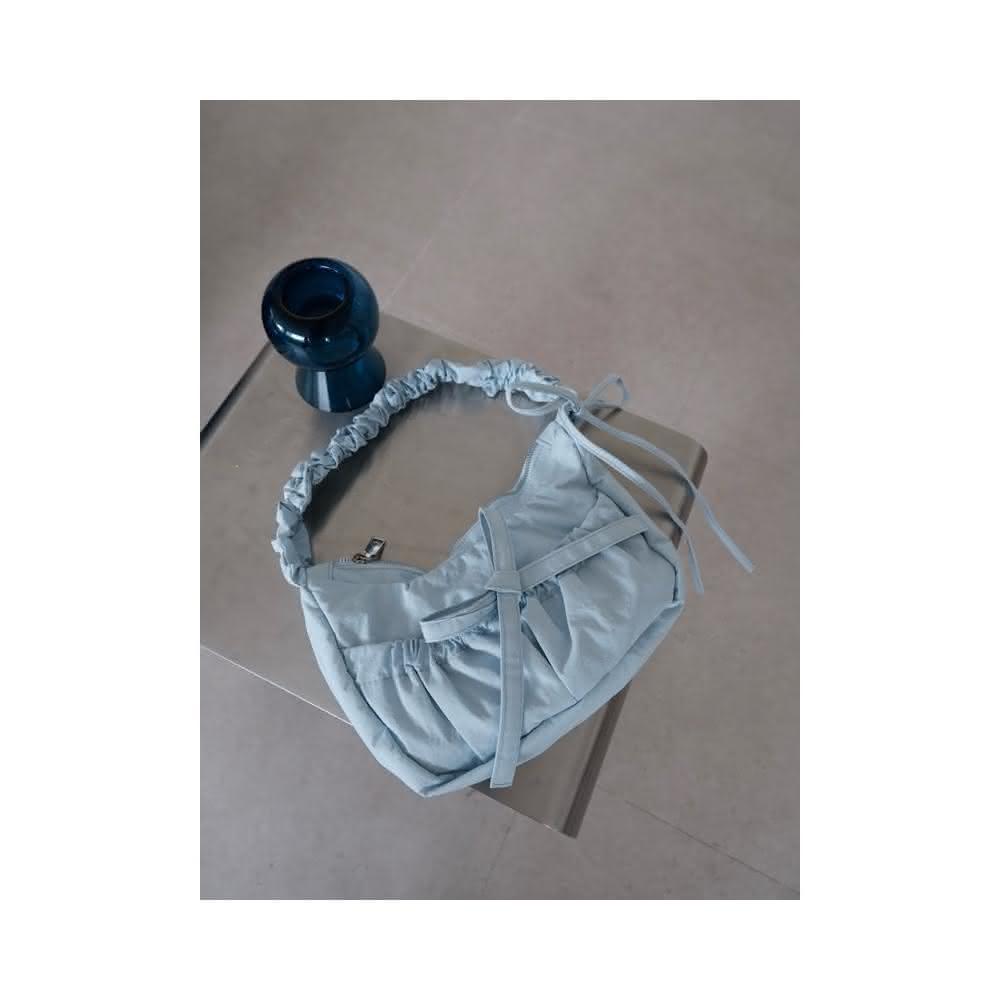 Sunnie｜正韓🇰🇷｜Baby藍蝴蝶結皺皺腋下包