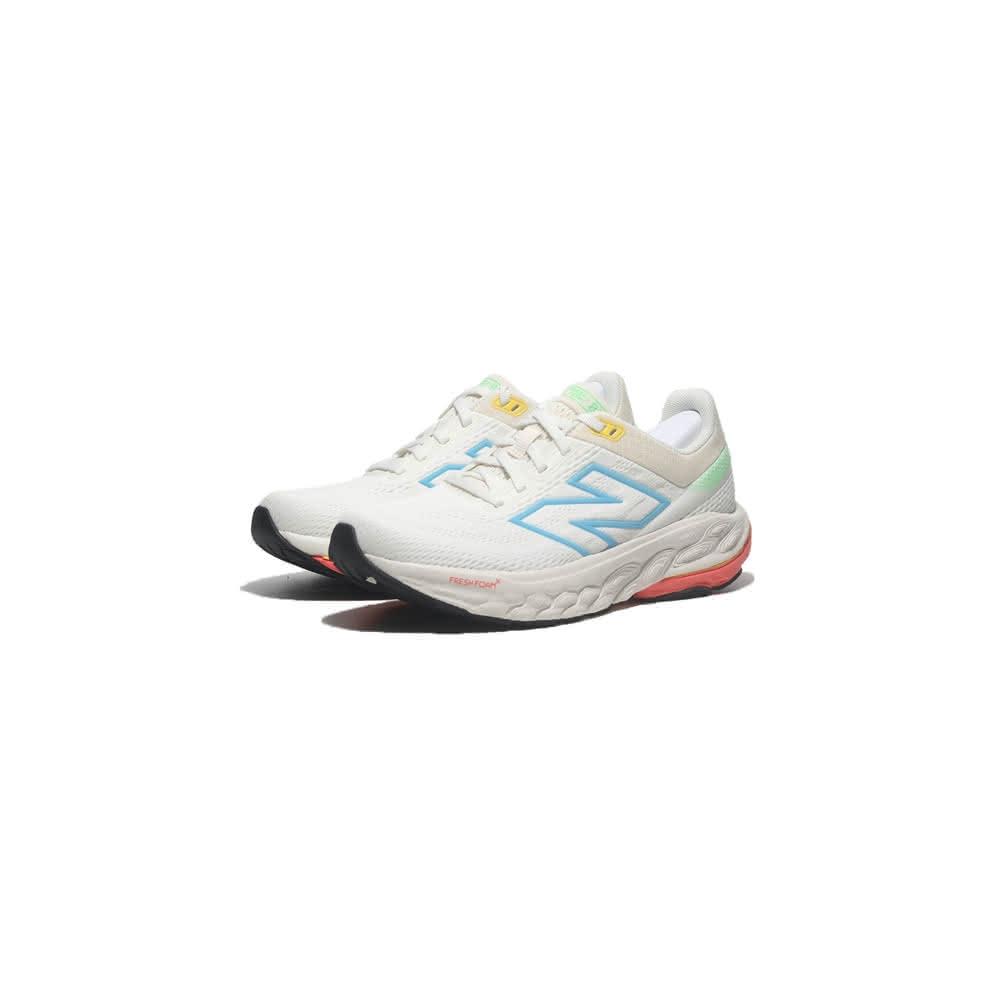 【NEW BALANCE】NEW BALANCE 慢跑鞋 NB 860 全白 藍橘 寬楦 女 W860W14