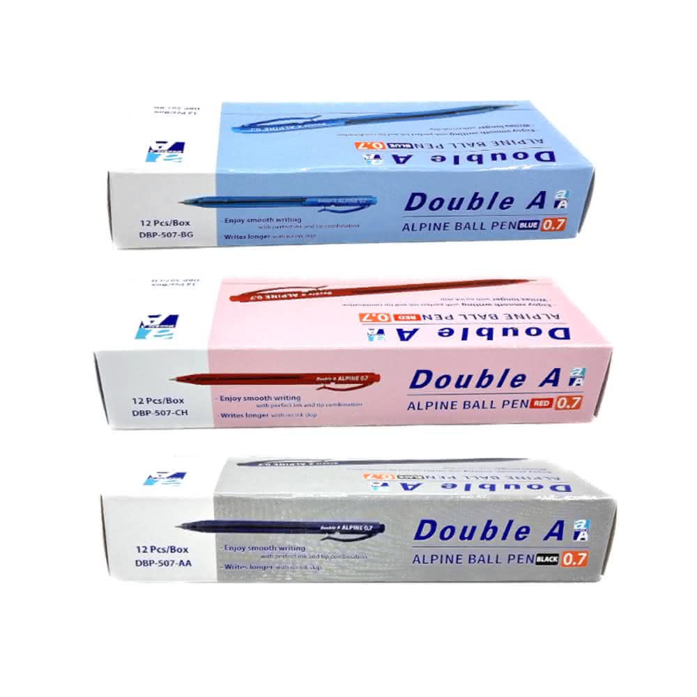 【Double A】第2件0元Double A Alpine按壓式原子筆0.7mm 12入-藍/黑/紅※下單請選購2件