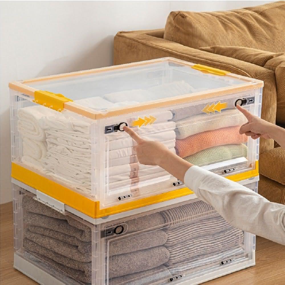 【DaoDi】4入組三開門特大折疊收納箱72L(摺疊收納箱 置物箱 衣物收納箱)