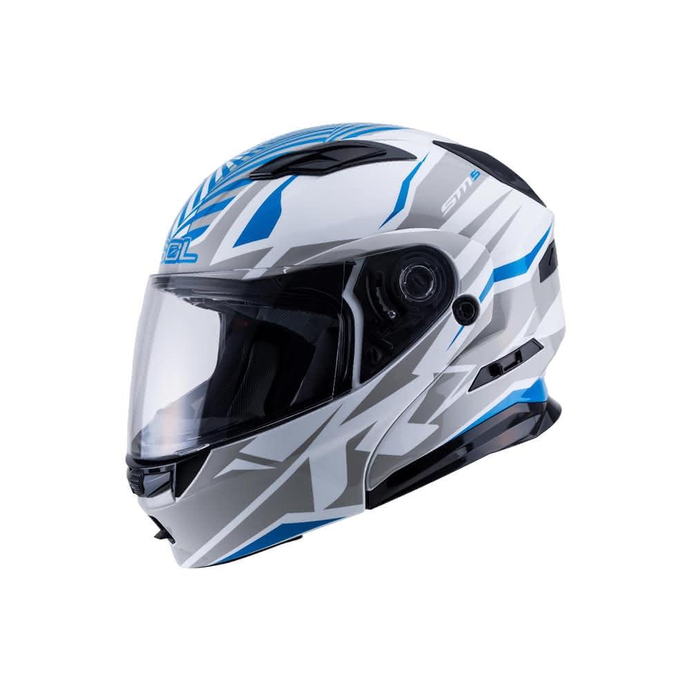 【SOL Helmets】SM-5可掀式安全帽 迷幻_白/灰藍｜SOL安全帽官方商城(可樂帽｜汽水帽｜雙D扣｜眼鏡溝｜藍芽耳機槽)