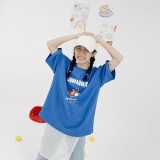 QUEENSHOP_ S 女裝 聯名 Second Morning 泡泡印字寬版上衣 兩色售 現+預 01190140