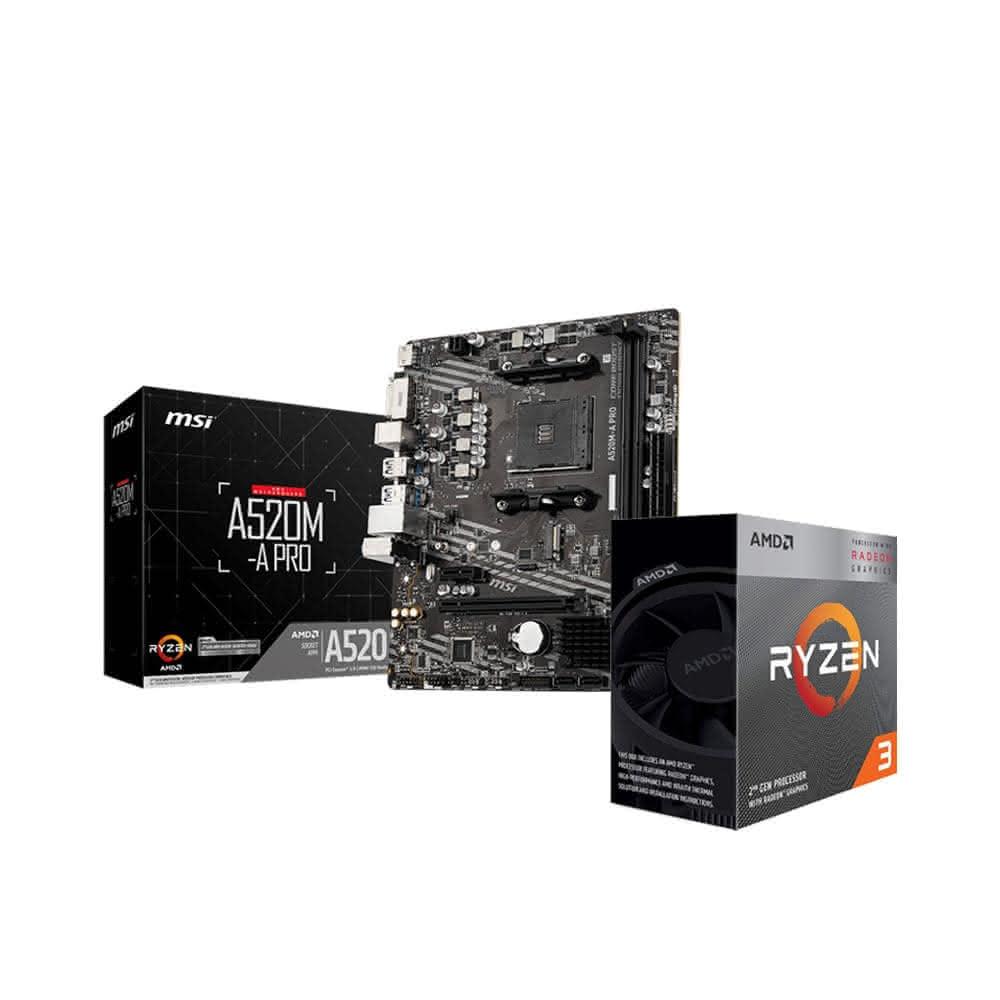【MSI 微星】M+U A520M-A PRO 主機板 + AMD CPU R3 4100 處理器 組合包(AM4腳位/DDR4/4核8緒/無內顯)