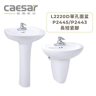 【CAESAR 凱撒衛浴】L2220D雙孔面盆 - 55cm 瓷盆搭配長/短瓷腳 不含龍頭(面盆+長/短瓷腳)