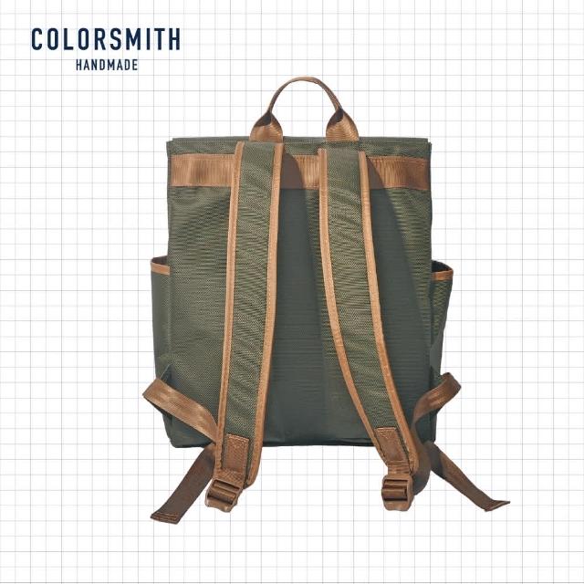 【COLORSMITH】CR2．方型質感後背包小．CR2-1325-OG-S(台灣原創品包包品牌)