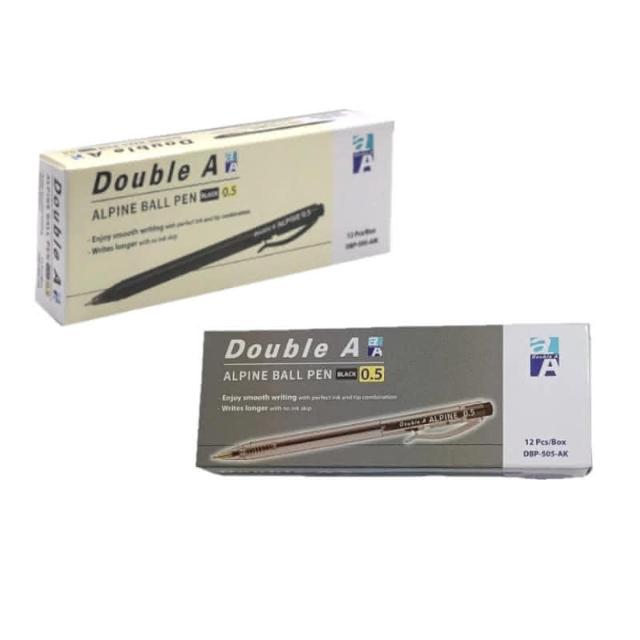 【Double A】Double A Alpine按壓式原子筆0.5mm-黑-12入/盒 墊腳石購物網