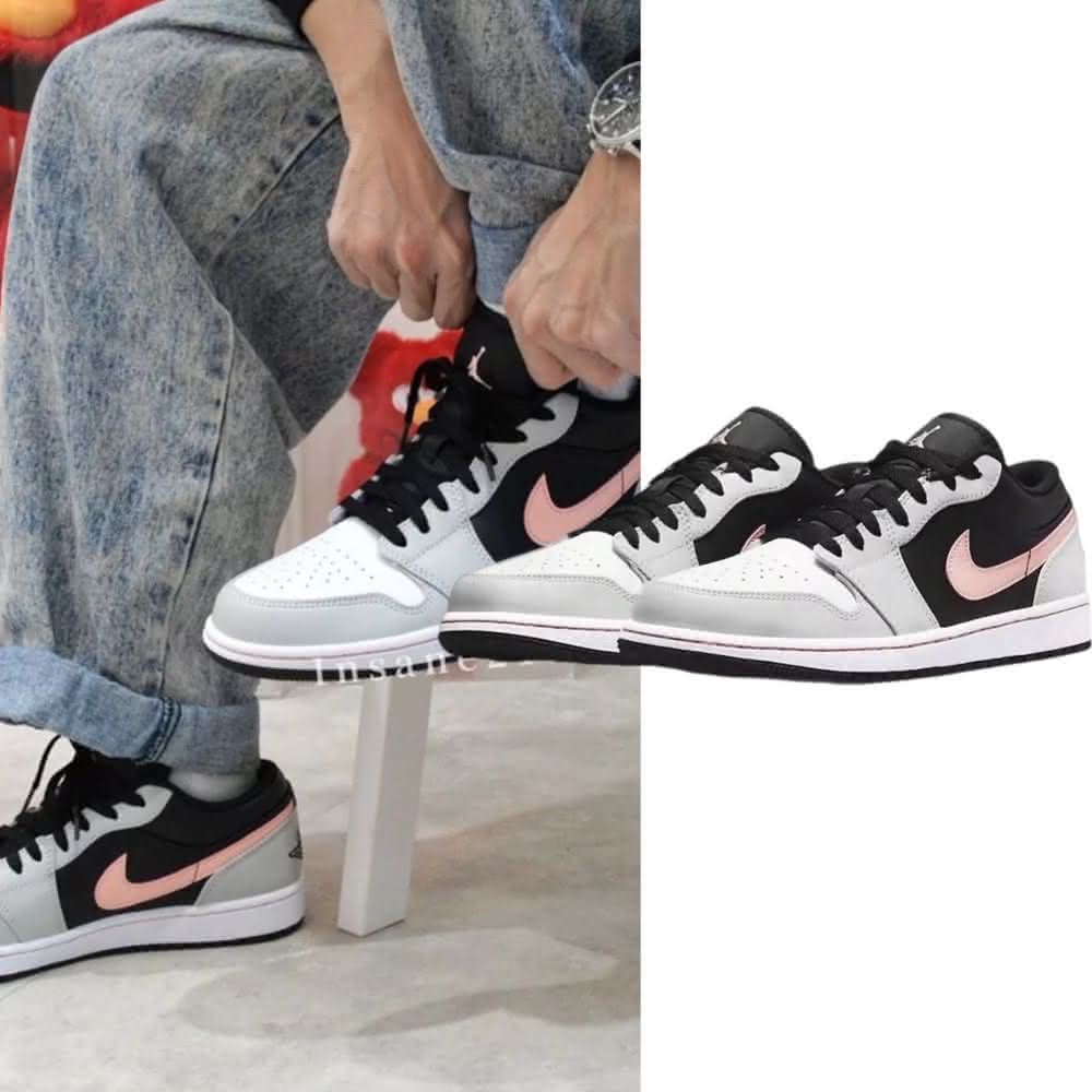 【NIKE 耐吉】NIKE AIR JORDAN 1 LOW 灰黑 粉 男款 休閒鞋 553558-062 - momo購物 - 2024年09月