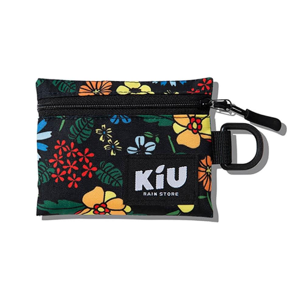 【KIU】日本KIU 283-169 迷幻花園 防水卡包/零錢包 戶外活動必備~快速取物透明窗 D型環