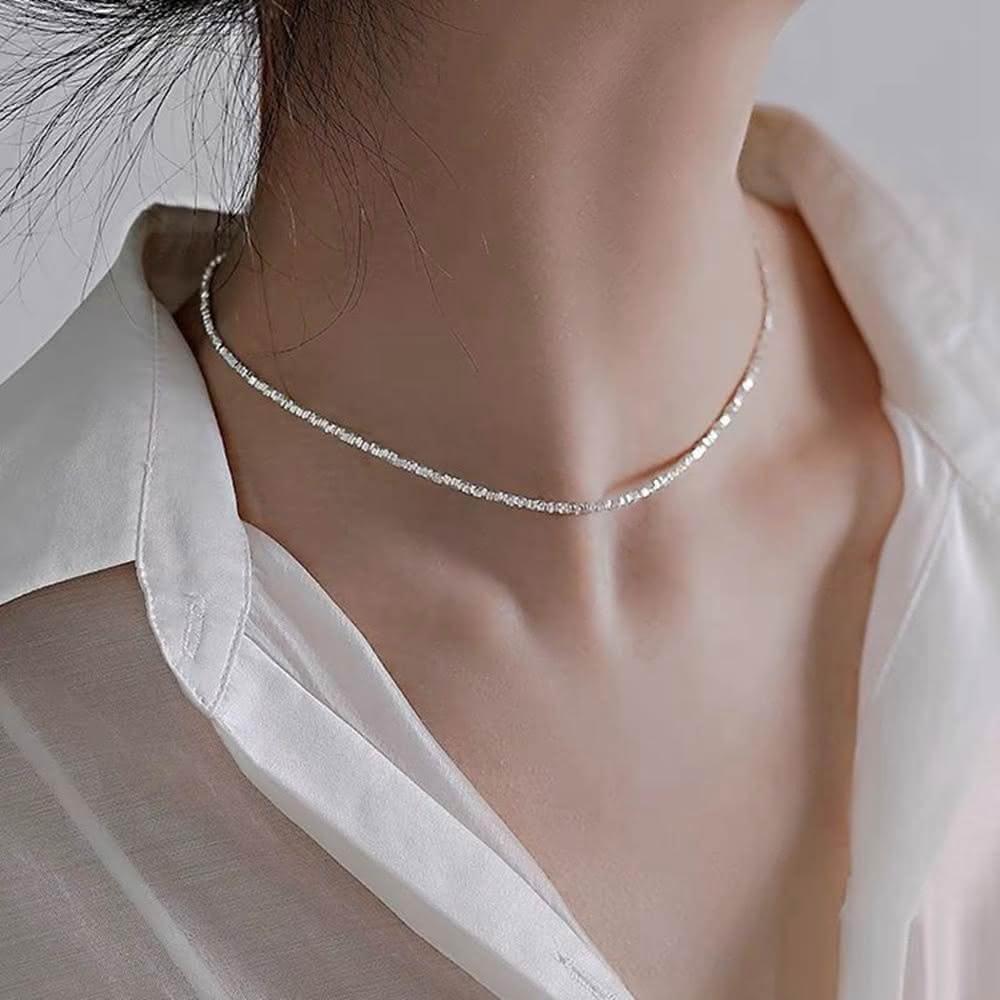 【Porabella】S925純銀項鍊 幾何碎銀項鍊 冷淡風鎖骨鏈 高級感 ins風頸鍊 純銀項鍊 Necklace