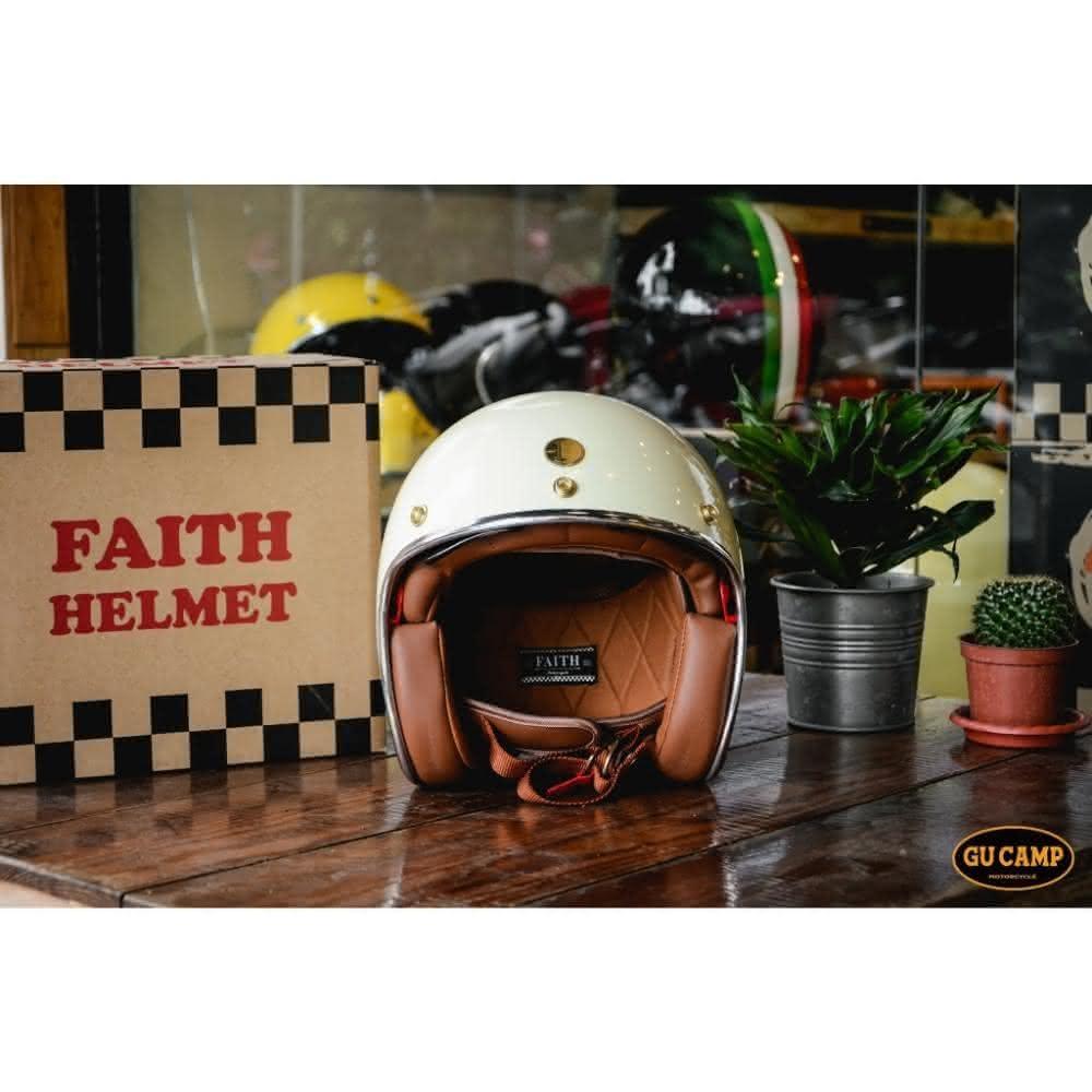 現貨免運 GU CAMP騎士部品 Faith Retro Helmet 復古小帽體 3/4 內置墨片 安全帽 faith 復古象牙白