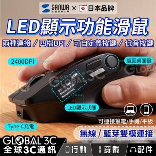 【SANWA 三和】日本 SANWA LED 多功能滑鼠 可自定義按鍵 2400DPI四檔 筆電手機平板 辦公滑鼠