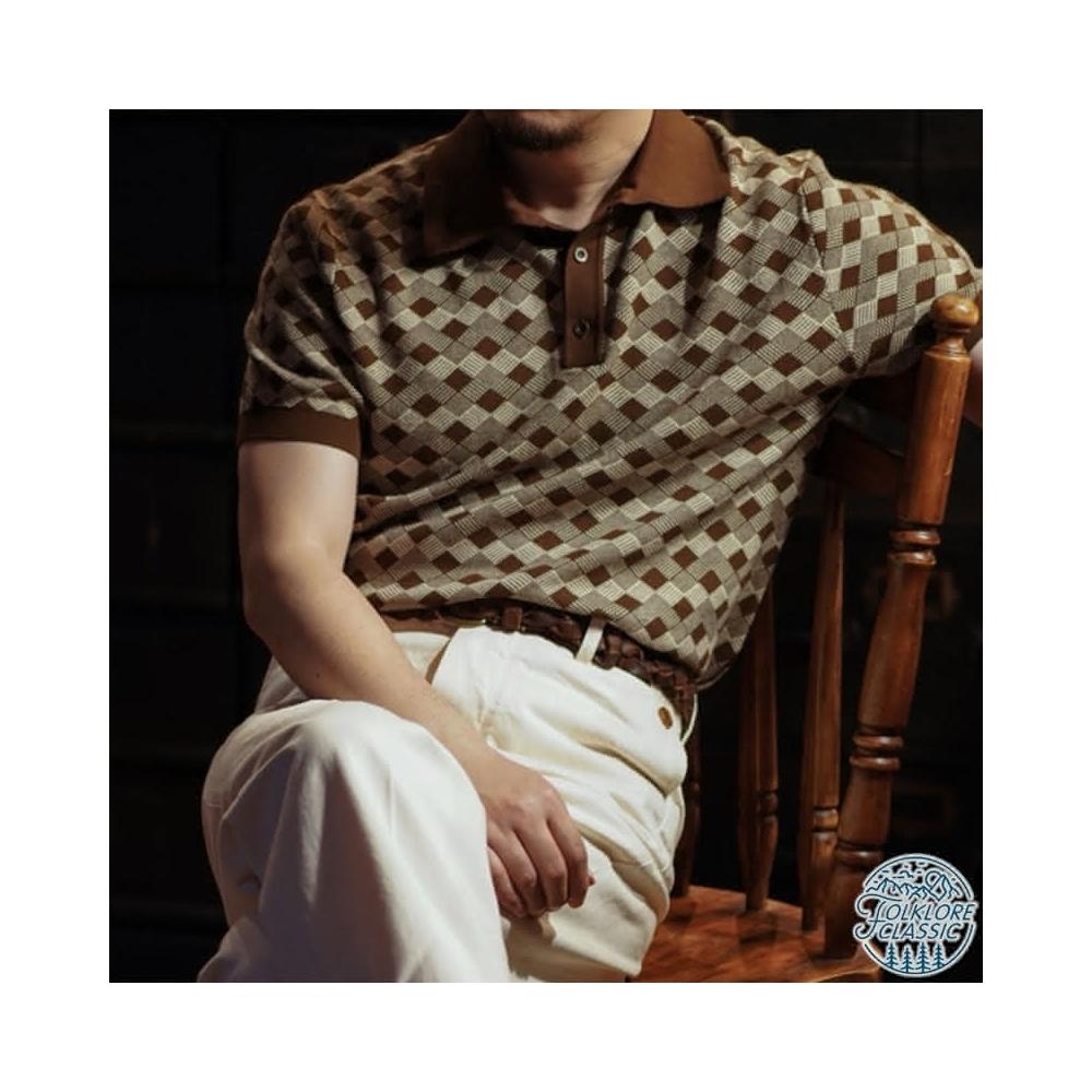 Folklore Classic 60s美式復古菱格紋純棉針織羅紋POLO衫 Knit Polo Shirt