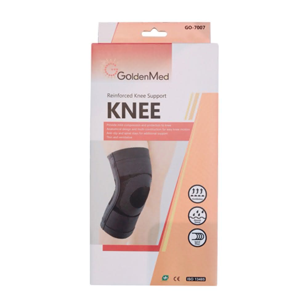 GoldenMed 護具 絲紡軟鐵護膝 黑 GO-7007(透氣護膝 運動護膝 膝蓋束套 膝蓋加壓套 護膝 膝蓋支撐)