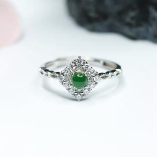 【Paiya 派亞】S925銀鑲冰種翡翠戒指帝王綠方型蛋面開口戒玉石玉器交換禮物/送禮